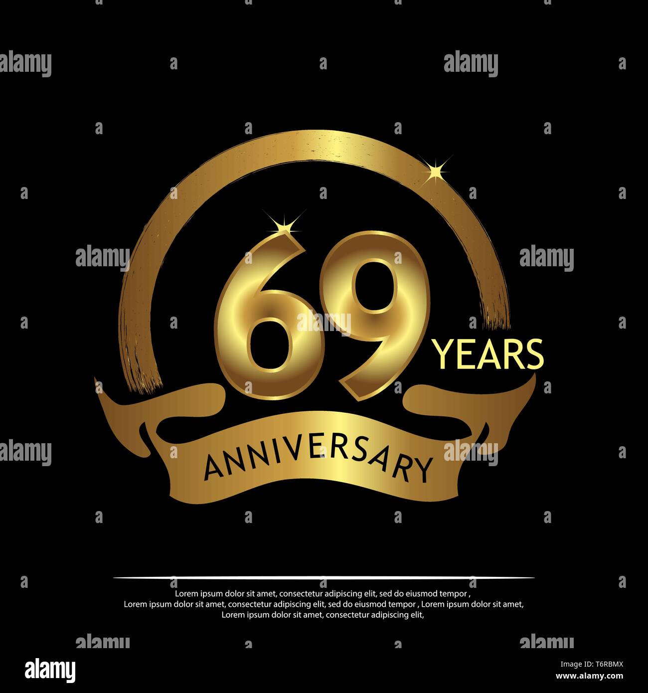 Sixty nine years anniversary golden. anniversary template design for ...