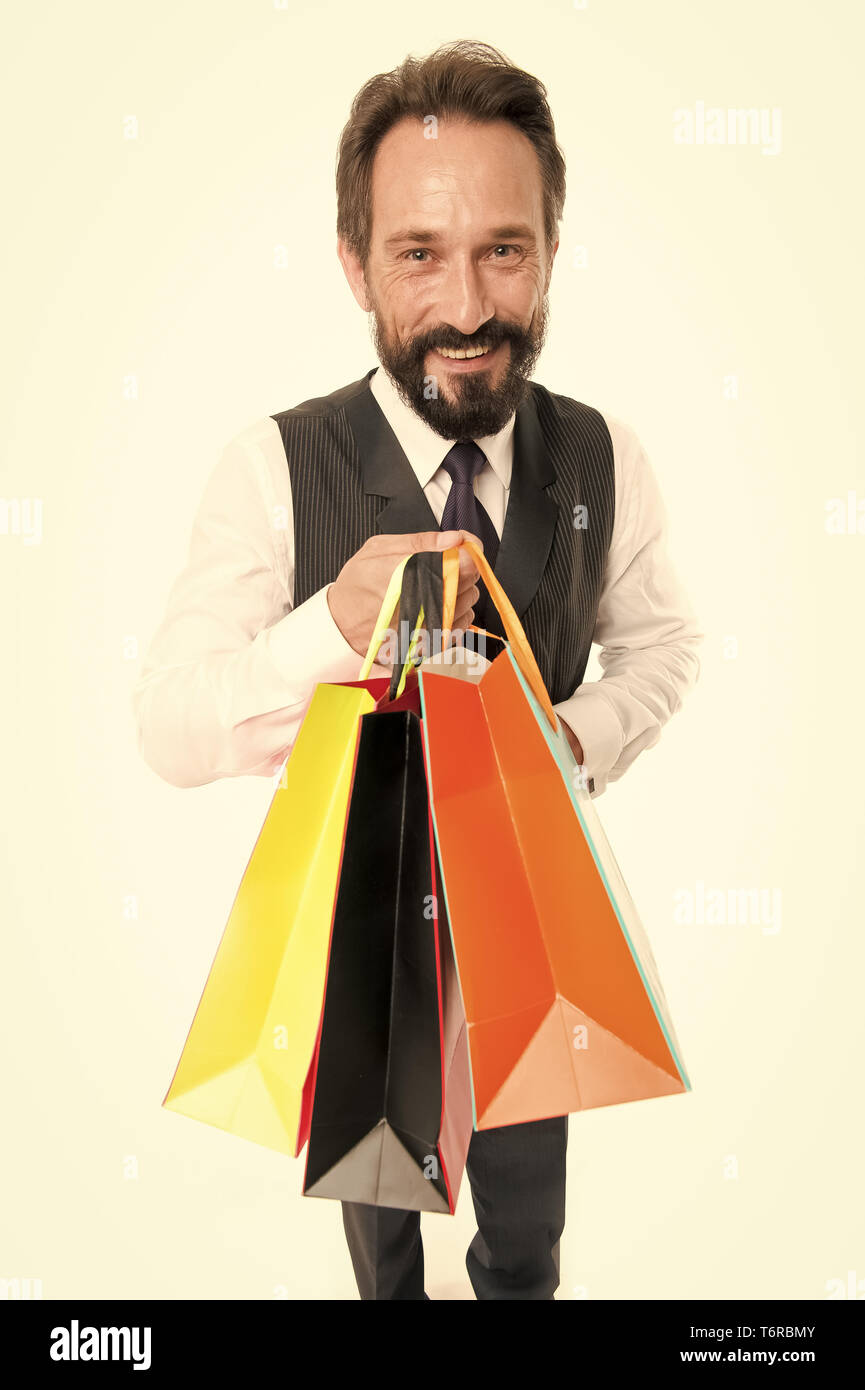 sale offer. happy businessman with good offer of sale. businessman ...