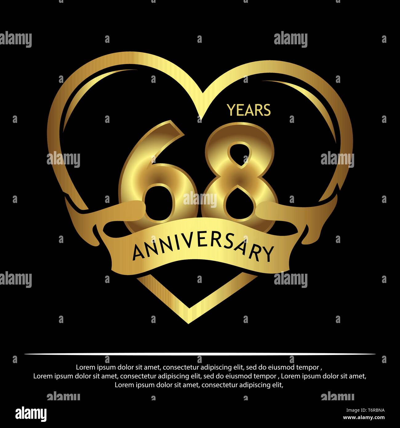 68 years anniversary golden. anniversary template design for web, game ...