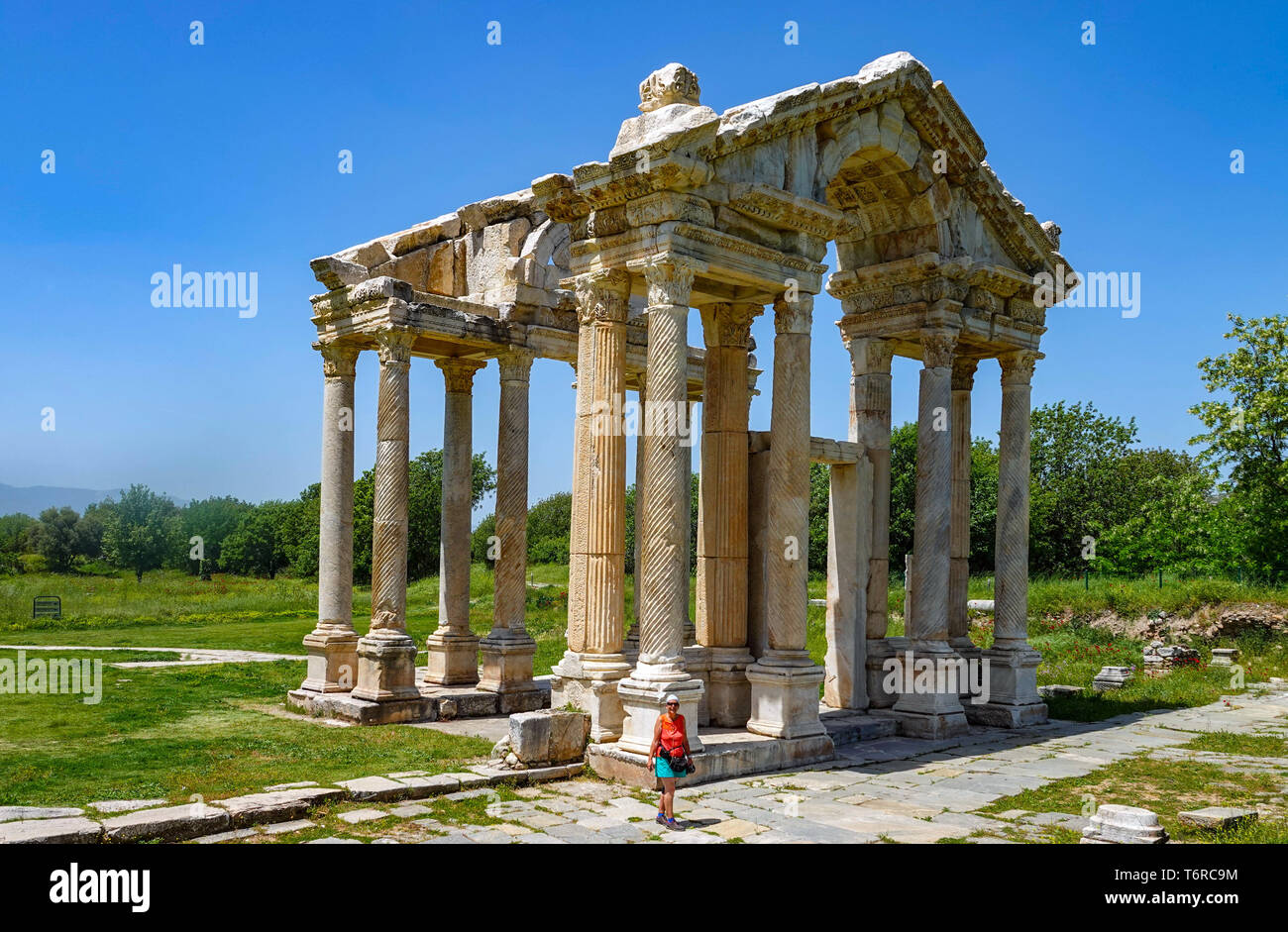 The monumental gateway or tetrapylon.at Aphrodisias Roman remains, UNESCO world heritage site ...