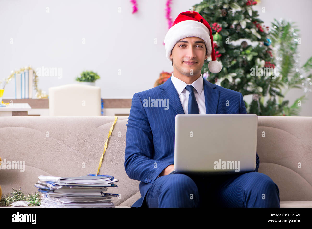 Busy employee working from home Stock Photo - Alamy