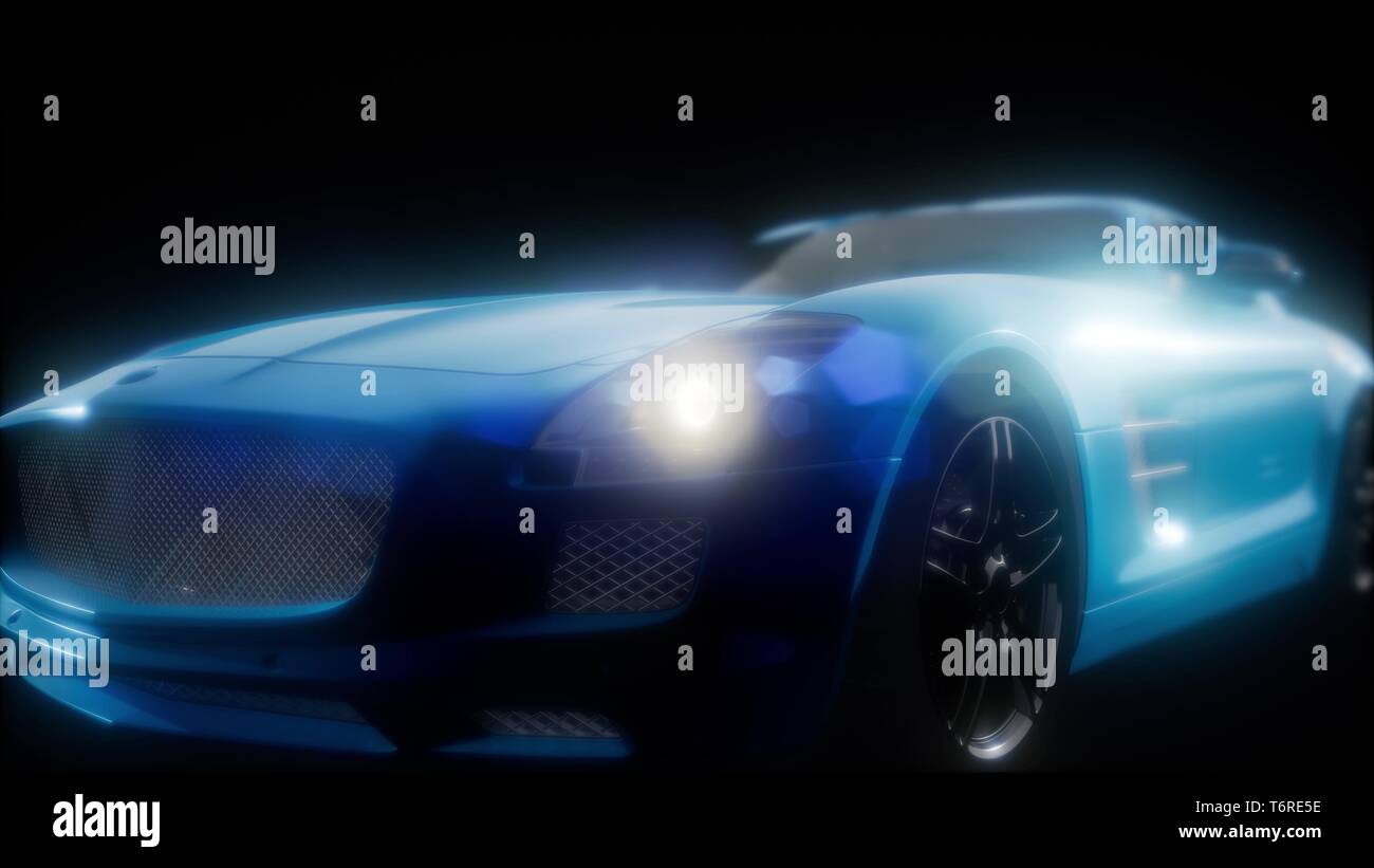 luxury sport car in dark studio with bright lights Stock Photo - Alamy