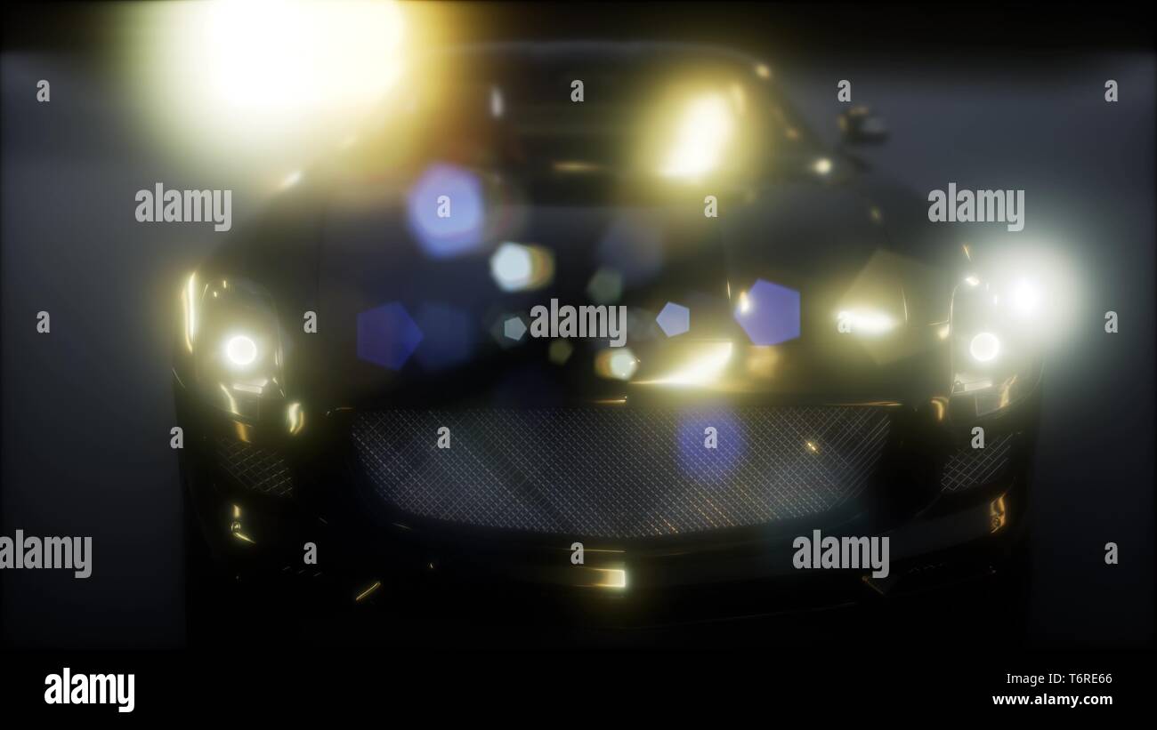 luxury sport car in dark studio with bright lights Stock Photo - Alamy