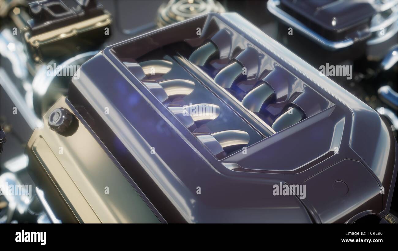Detailed Car Engine and Other Parts Stock Photo - Alamy