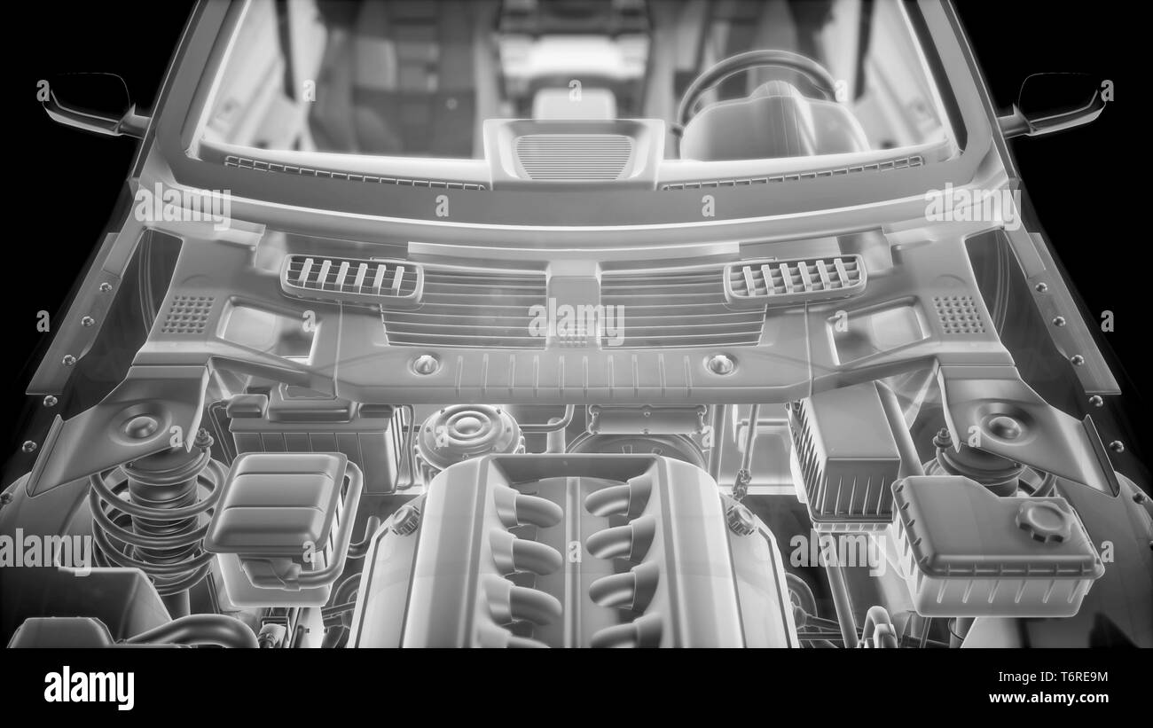 Detailed Car Engine and Other Parts Stock Photo - Alamy