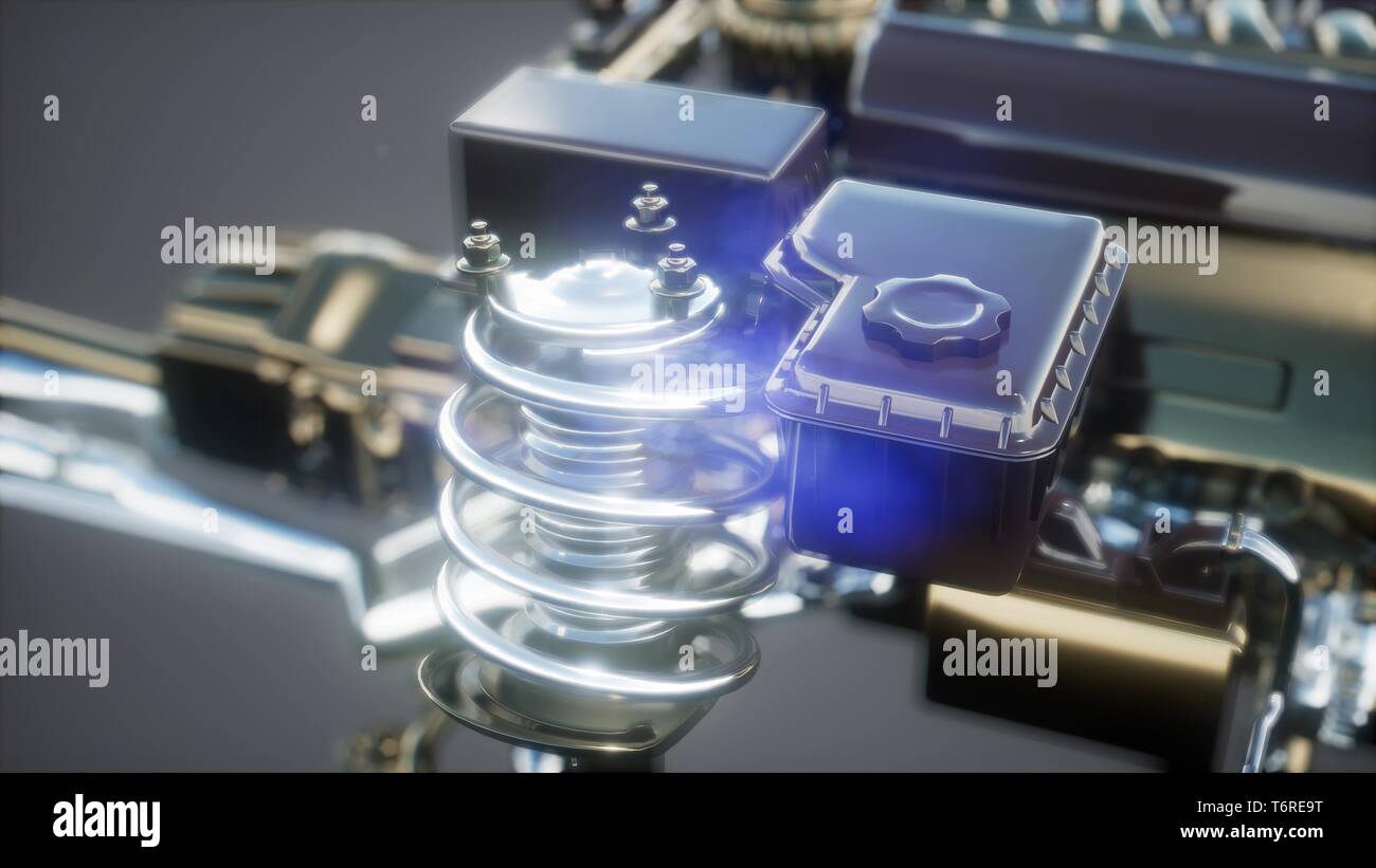 Detailed Car Engine and Other Parts Stock Photo - Alamy