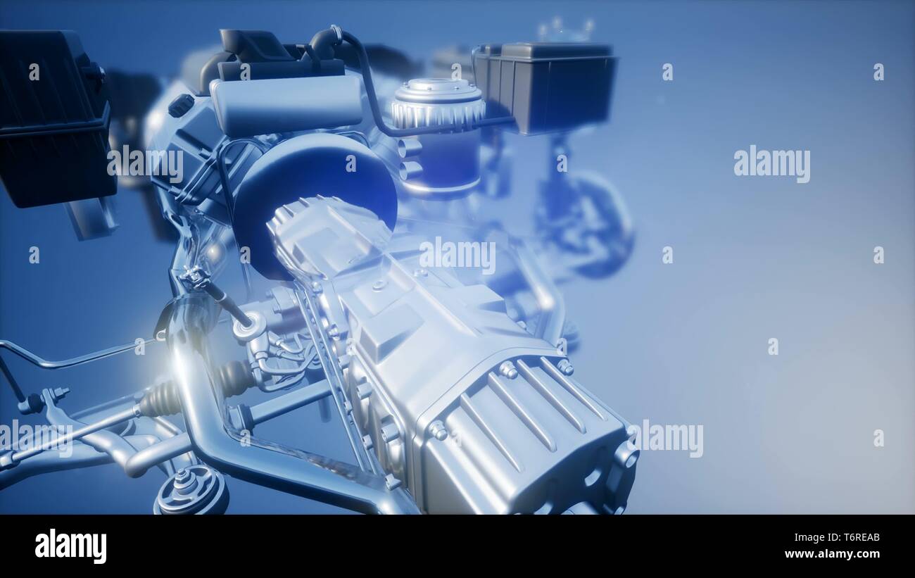Detailed Car Engine and Other Parts Stock Photo - Alamy