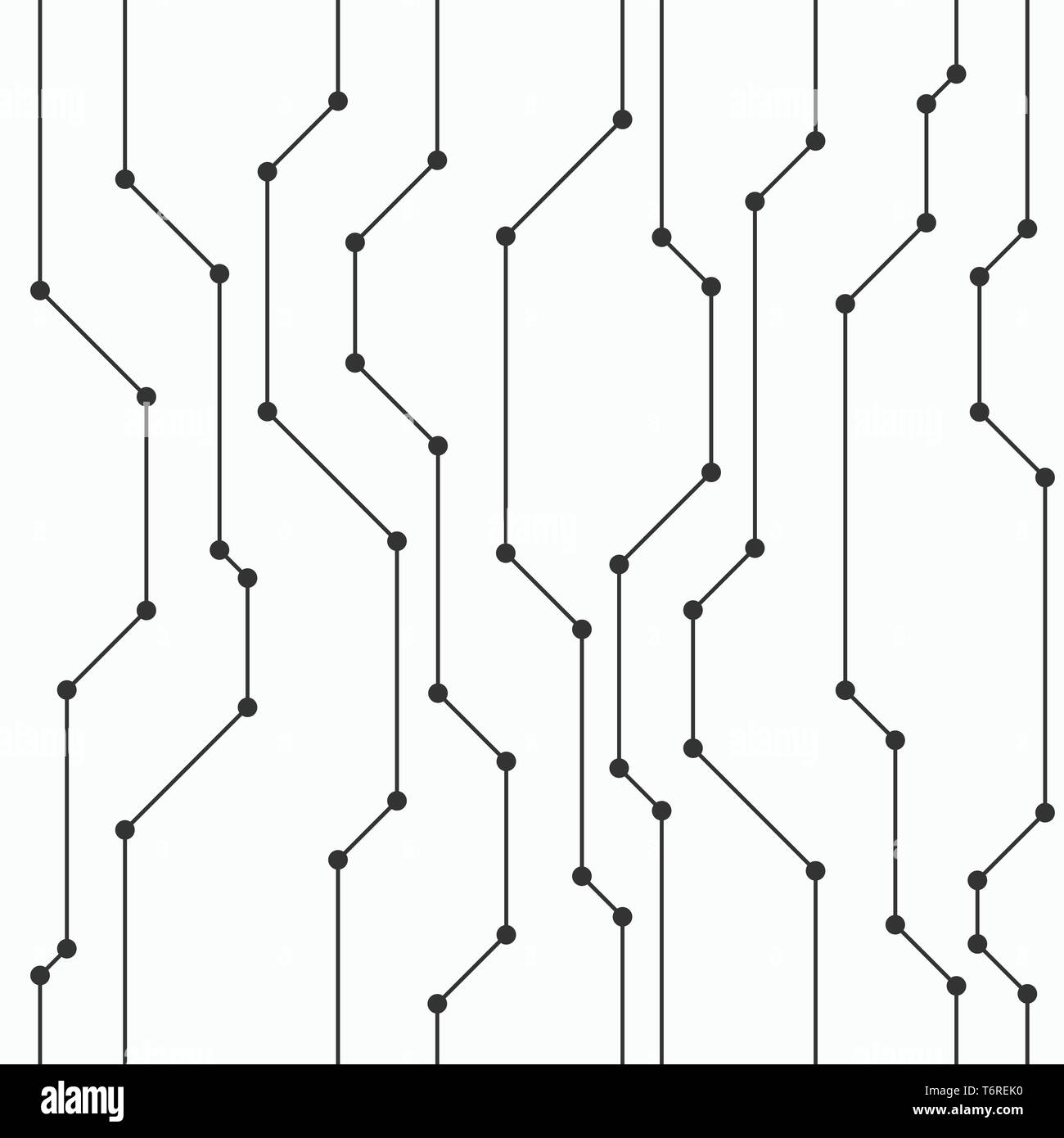 Abstract vector seamless pattern with lines. Small filled circles in nodes. Background in high ...