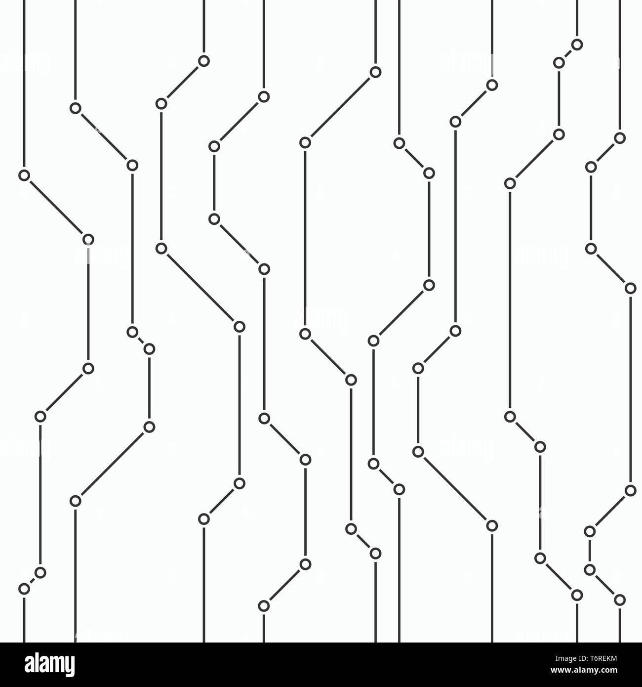 Abstract vector seamless pattern with lines. Small filled circles in ...