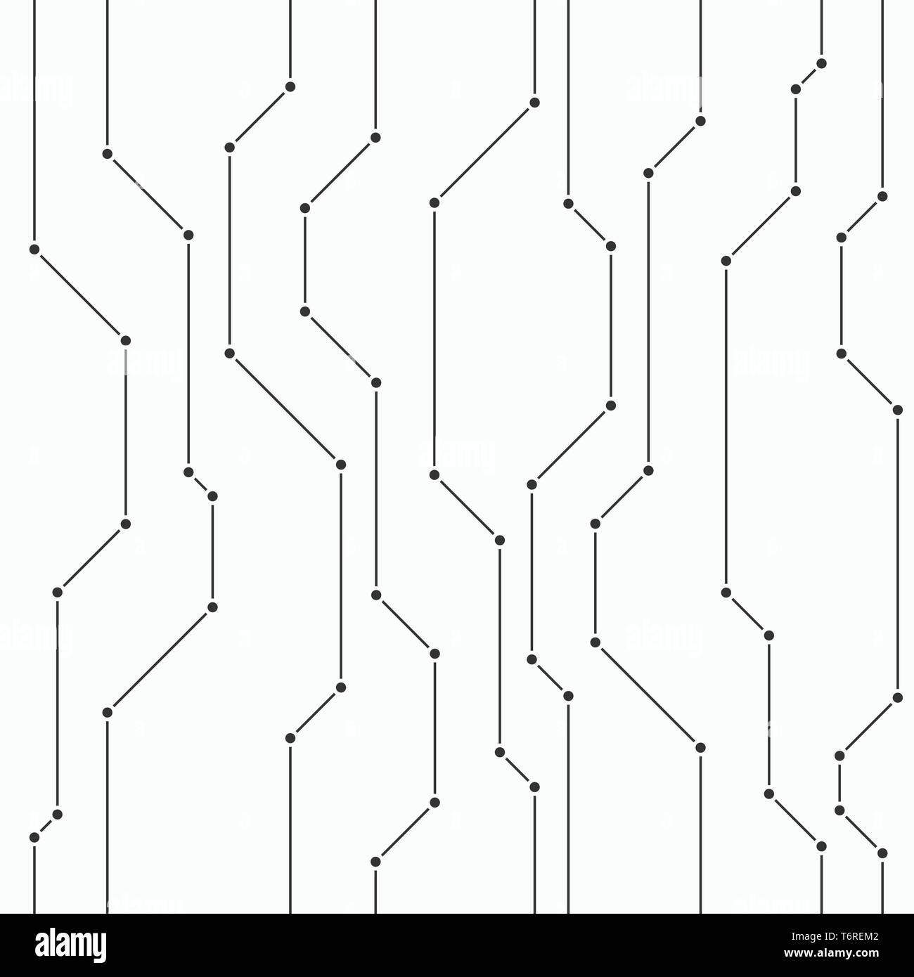 Abstract vector seamless pattern with lines. Small filled circles in ...