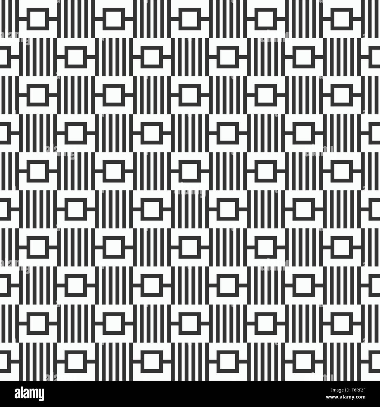 Abstract geometric seamless pattern of striped squares. Vertical ...