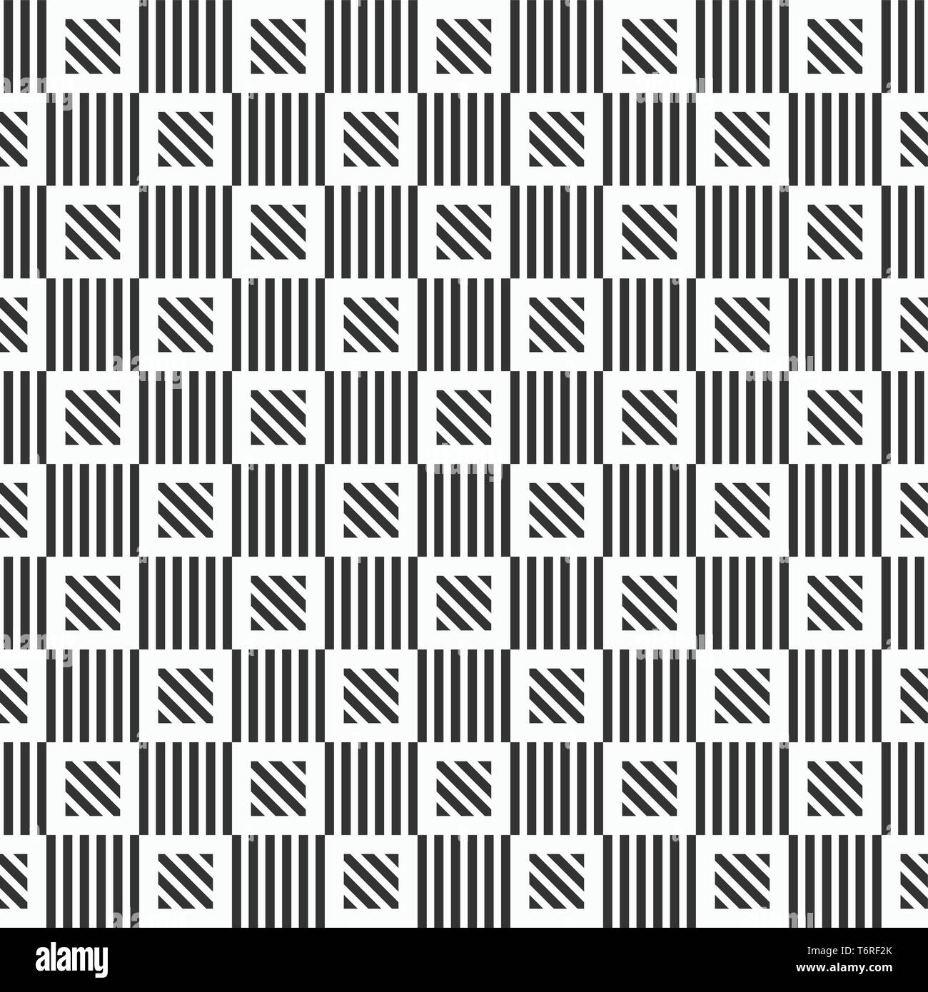 Abstract geometric seamless pattern of striped squares. Vertical and ...