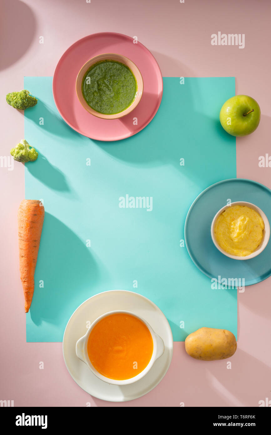 Homemade vegetable baby food purees in glass jars Stock Photo - Alamy