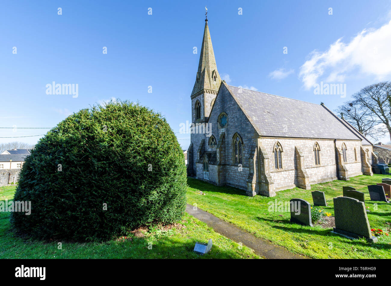 Gorsedd, UK - Mar 25, 2019: The High Gothic parish church of St. Paul ...