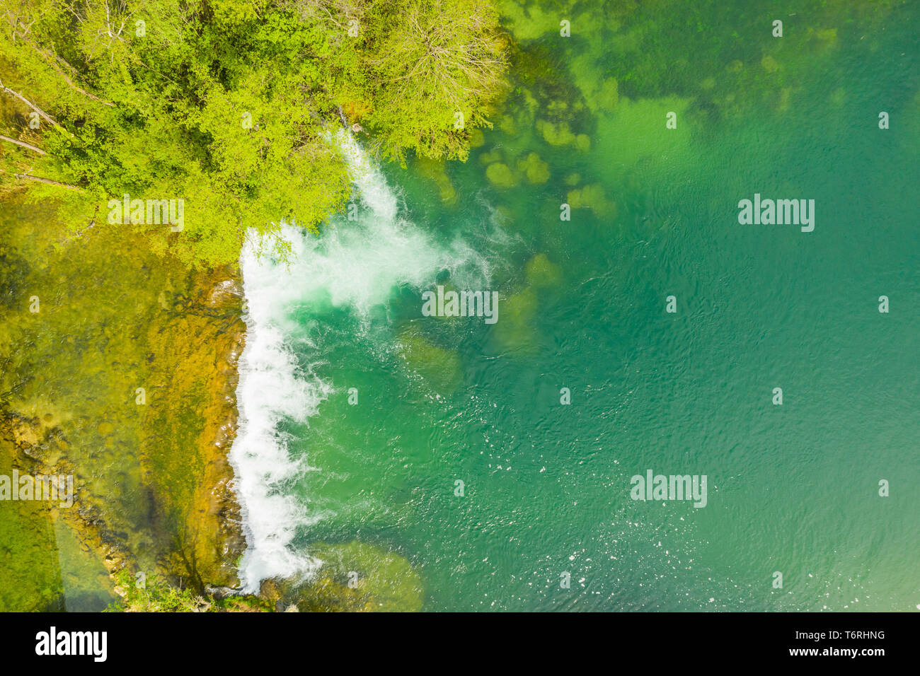 Croatian nature, beautiful waterfalls on Mreznica river from air ...