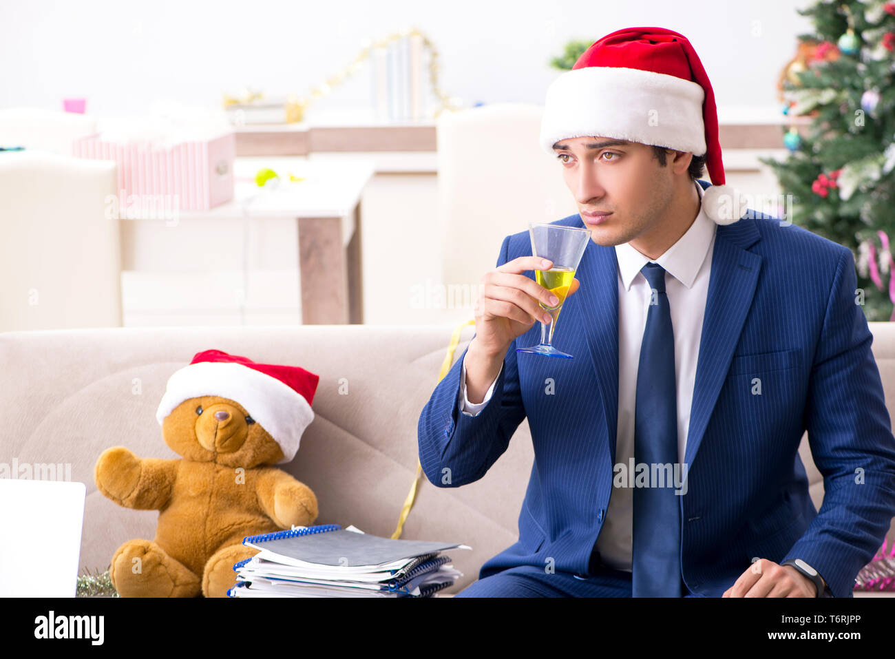 Busy employee working from home Stock Photo - Alamy