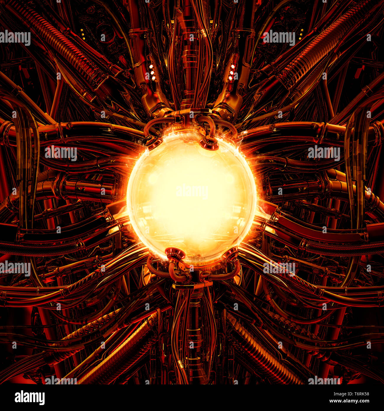 The nuclear pod / 3D illustration of science fiction scene showing ...