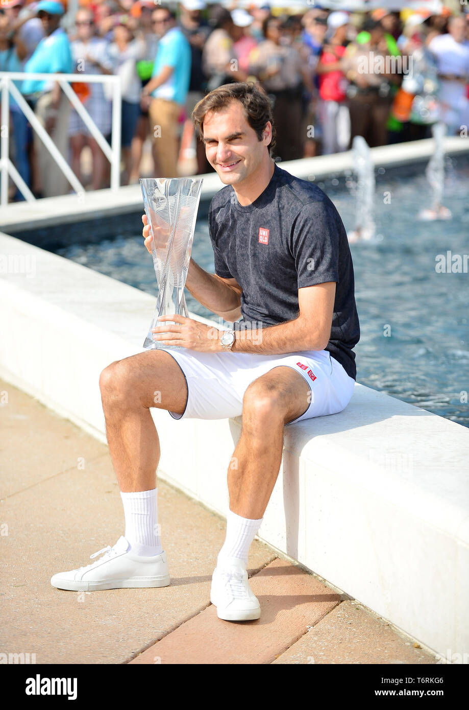 Miami Open 2019 winners photocall at Hard Rock Stadium Featuring: Roger ...