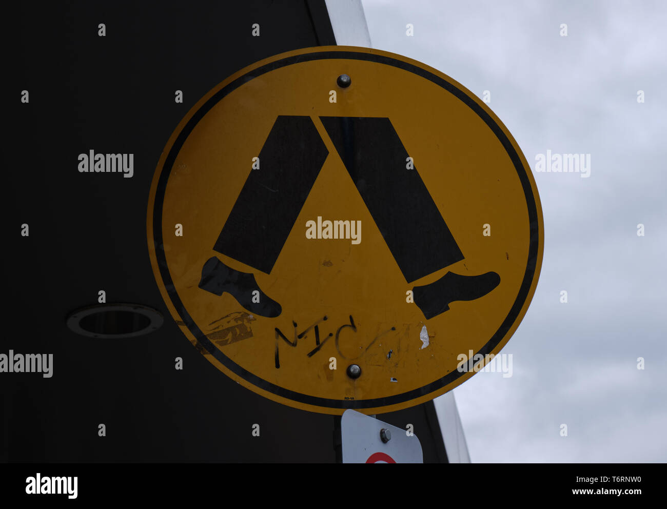 Crossing sign, crosswalk sign, pedestrian sign, yellow with black legs ...