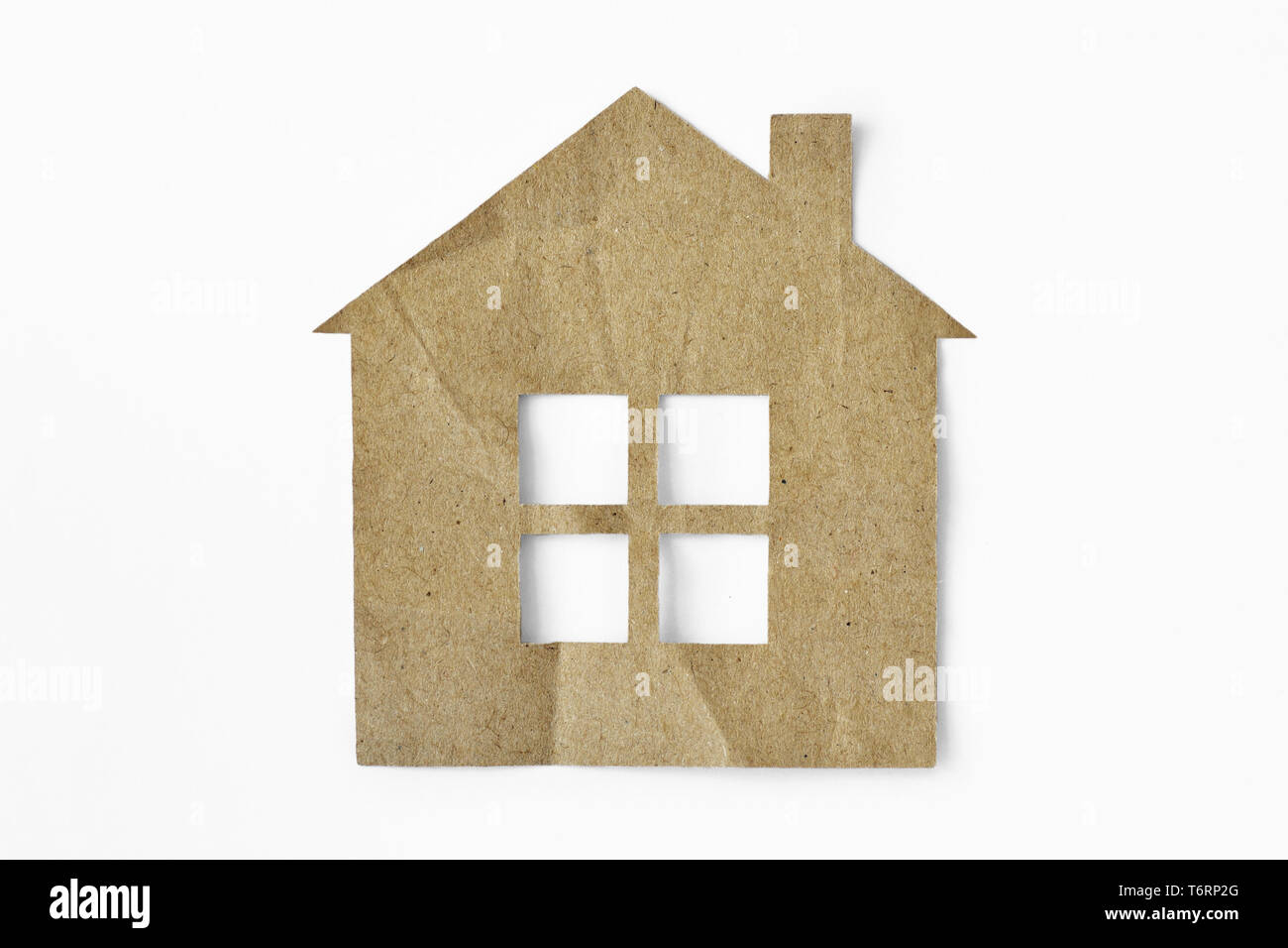 Recycled paper cut of home on white background - Eco-house concept ...