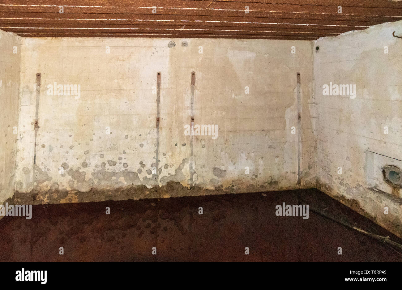 Battle damage inside German Siegfried Line bunker, Eifel, Germany Stock ...