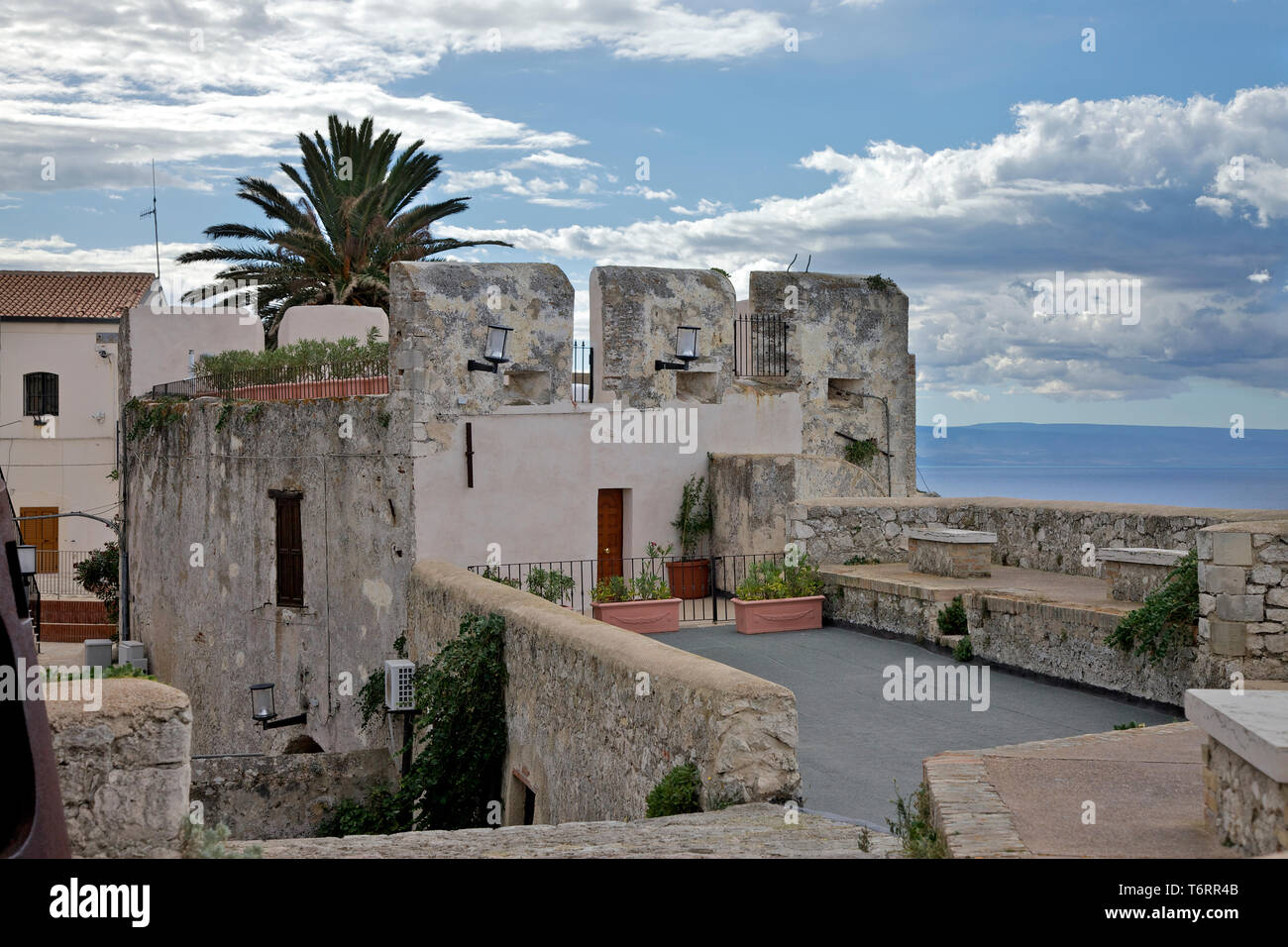 Houses and walls of the fortress of the island of St. Nicholas Stock ...