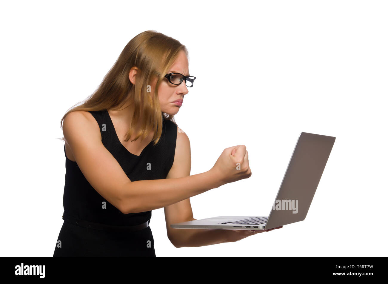 Woman laptop screen home office Cut Out Stock Images & Pictures - Alamy