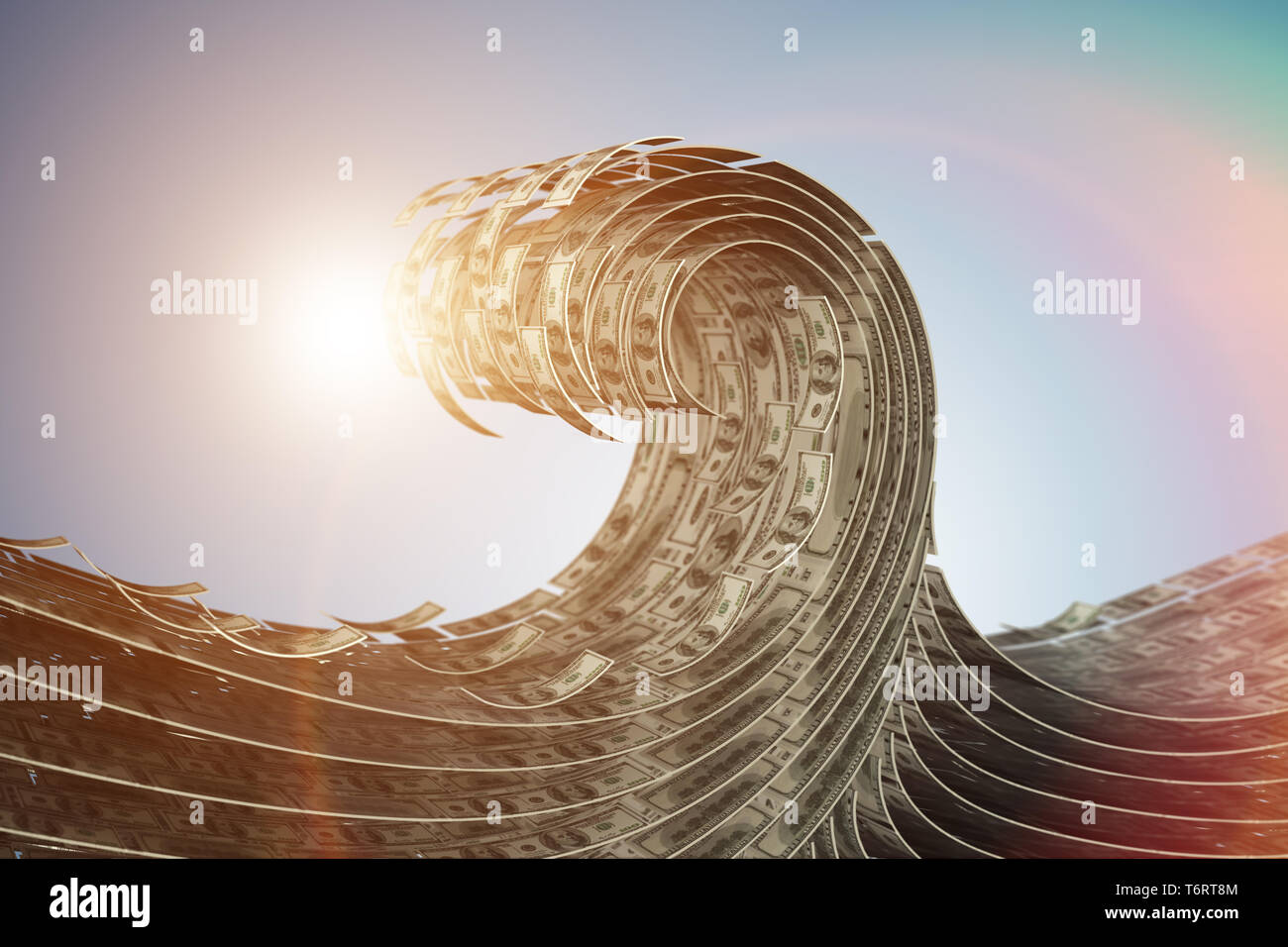 Wave made of dollars - 3d rendering Stock Photo - Alamy