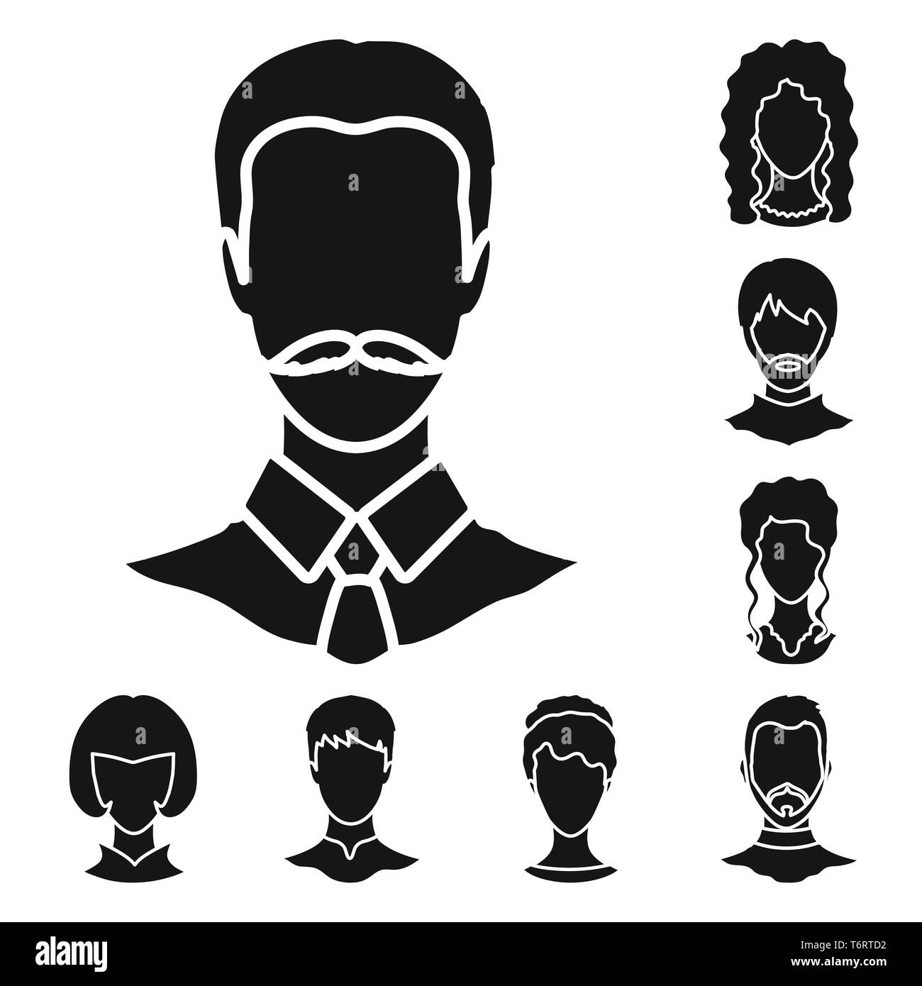 Vector design of character and profile sign. Collection of character ...