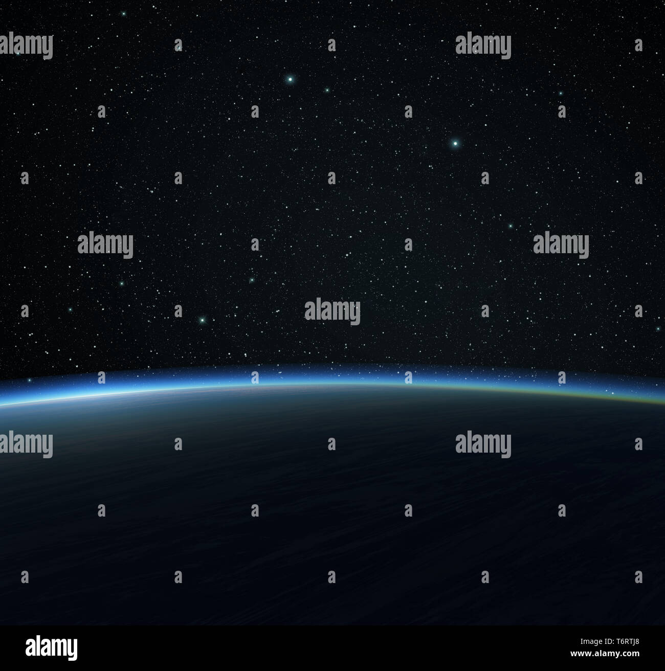 Blue planet and stars. Space background Stock Photo - Alamy