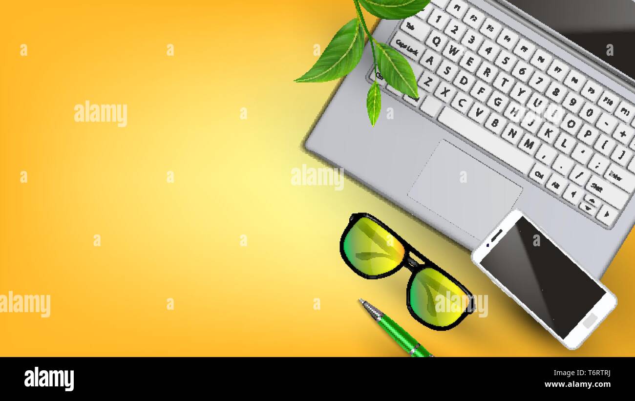 Modern Technology On Workplace Flat Lay Vector Stock Vector Image & Art ...