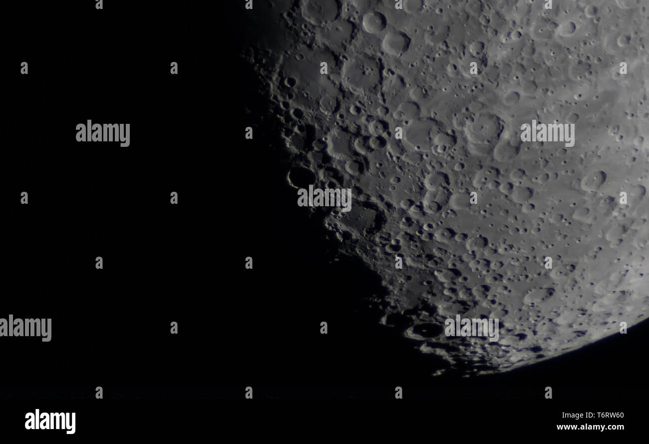 Detail of moon surface in amateur telescope Stock Photo - Alamy