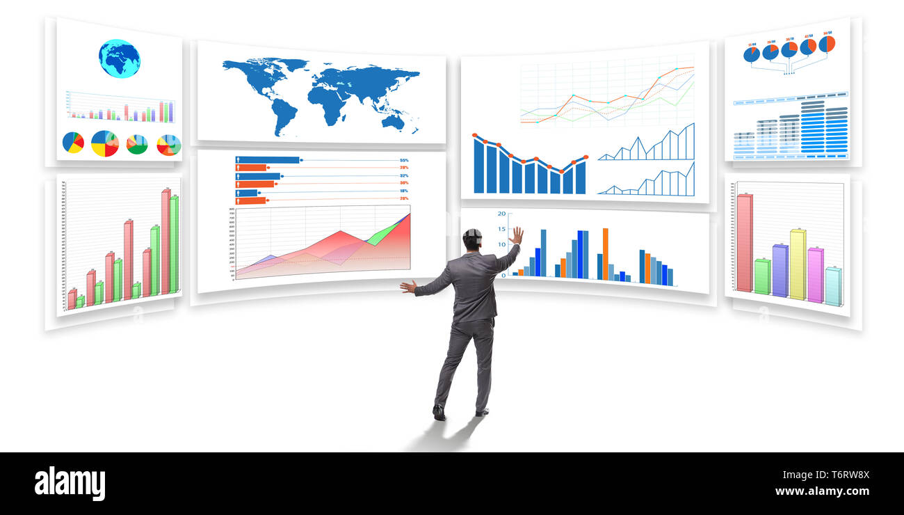 Businessman in business visualization and infographics concept Stock ...
