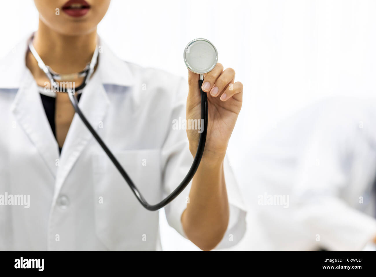 Female Doctor with Stethoscope Stock Photo - Alamy