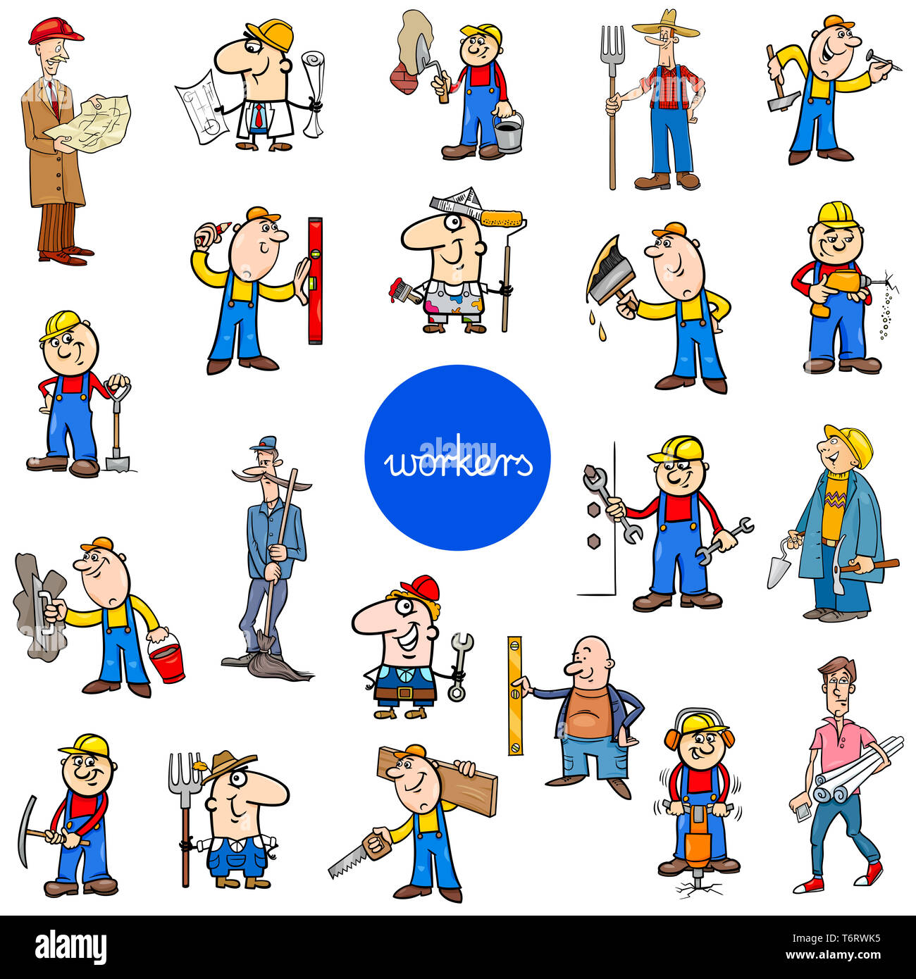 Cartoon illustration man workman pneumatic hi-res stock photography and ...