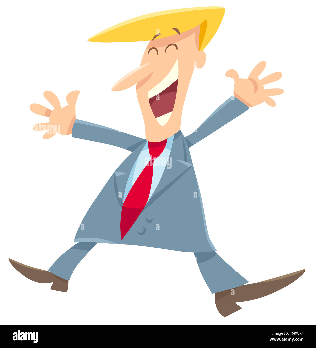 happy man or businessman cartoon character Stock Photo - Alamy