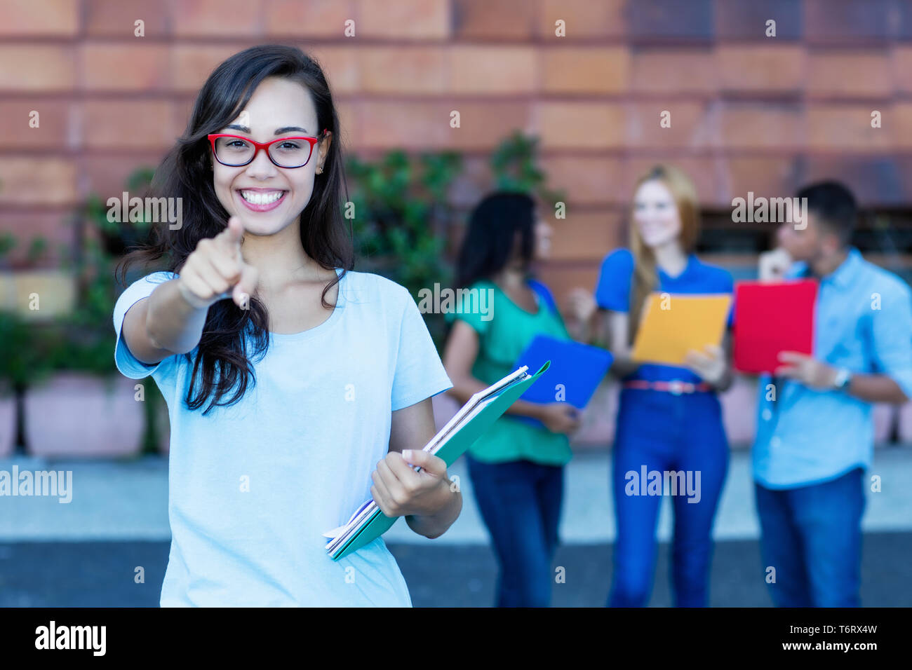 Laughing fun nerd woman student hi-res stock photography and images - Alamy