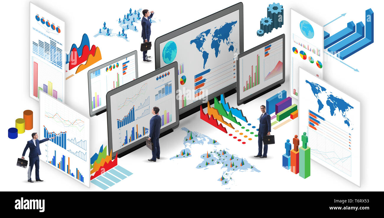 Businessman in business visualization and infographics concept Stock ...