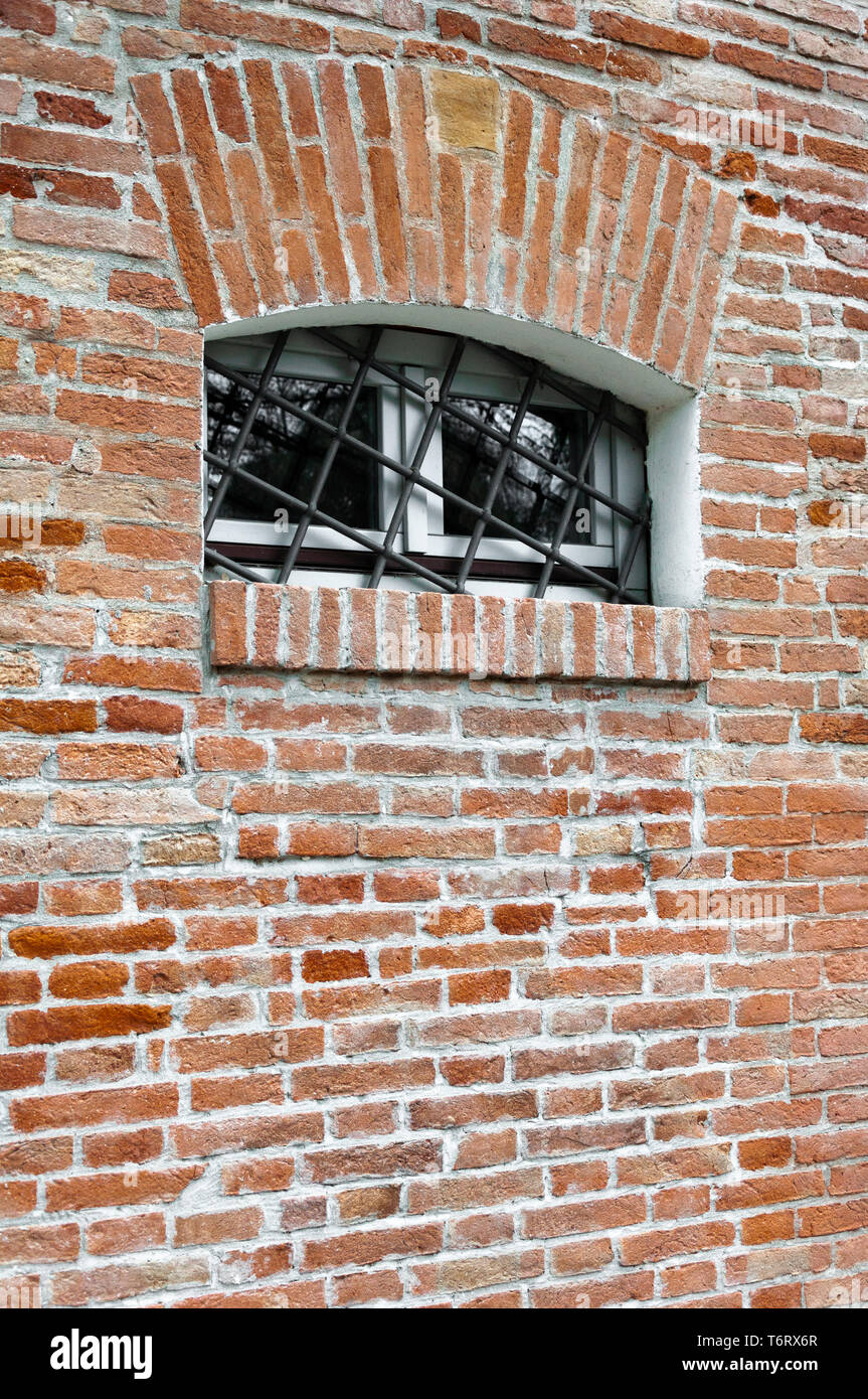 Window shutter of rural house, with brick wall and ancient stones Stock ...