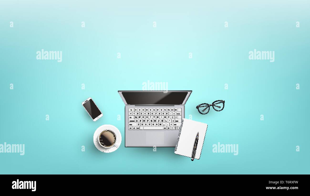 Workplace Desk For Freelancer Flat Lay Vector Stock Vector Image & Art ...