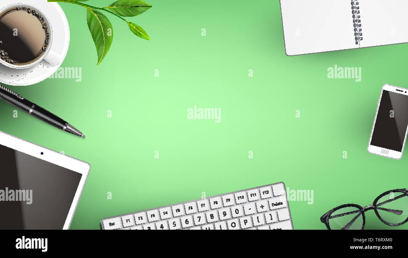 Supplies For Daily Working Day Flat Lay Vector Stock Vector Image & Art ...