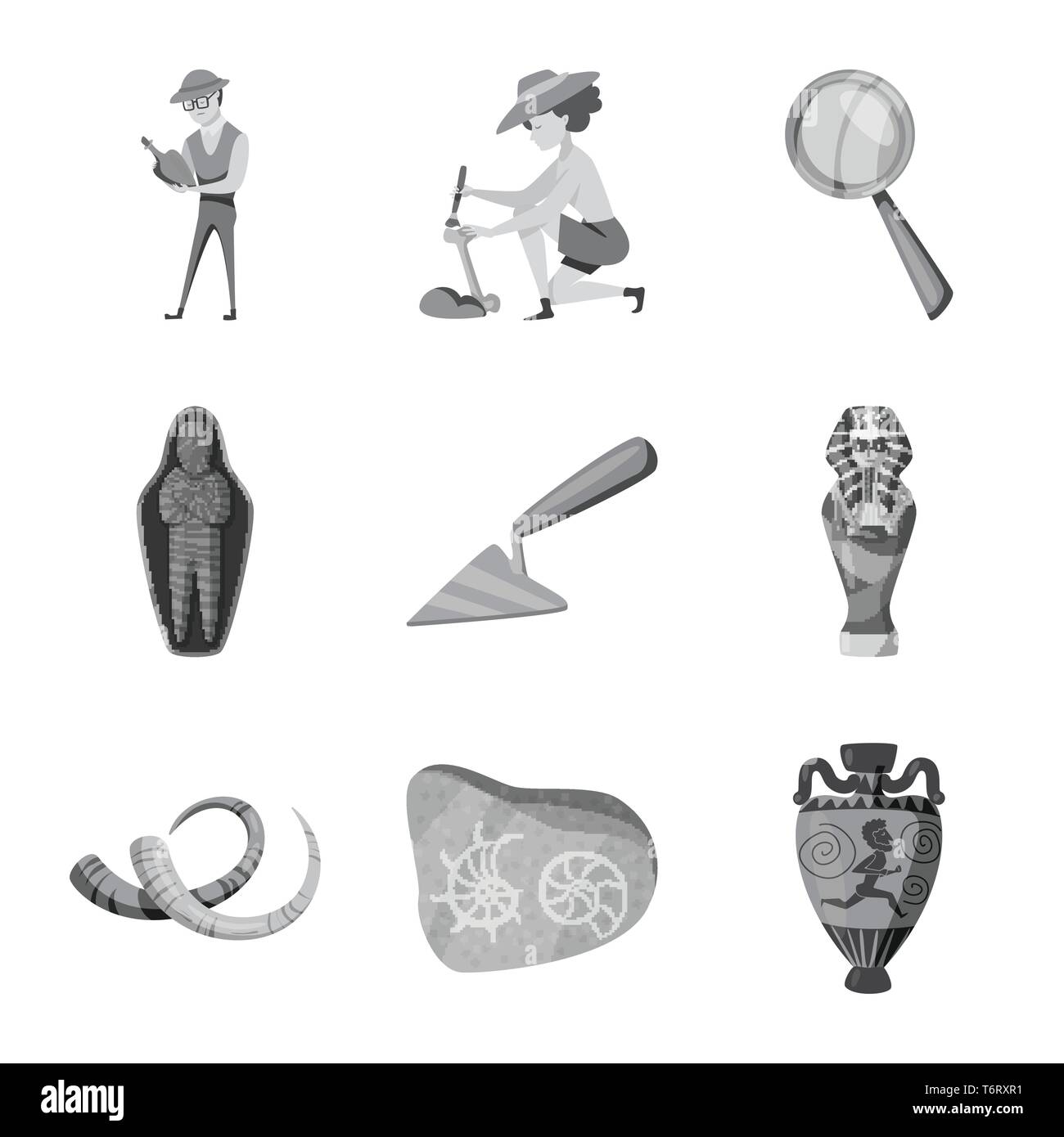 archaeologist,lens,mummy,tool,sarcophagus,horn,rock,amphora,human,girl ...