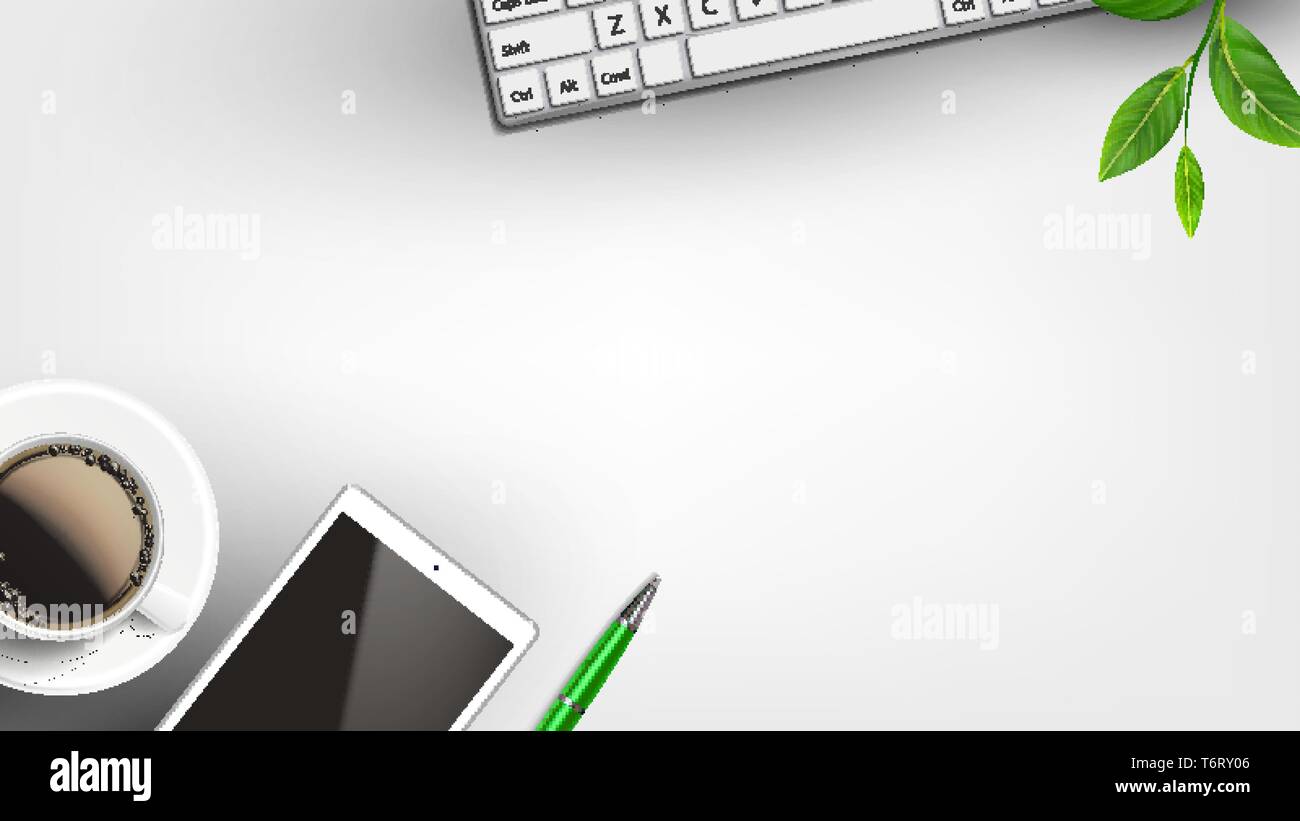 Home Working Place With Devices Flat Lay Vector Stock Vector Image ...