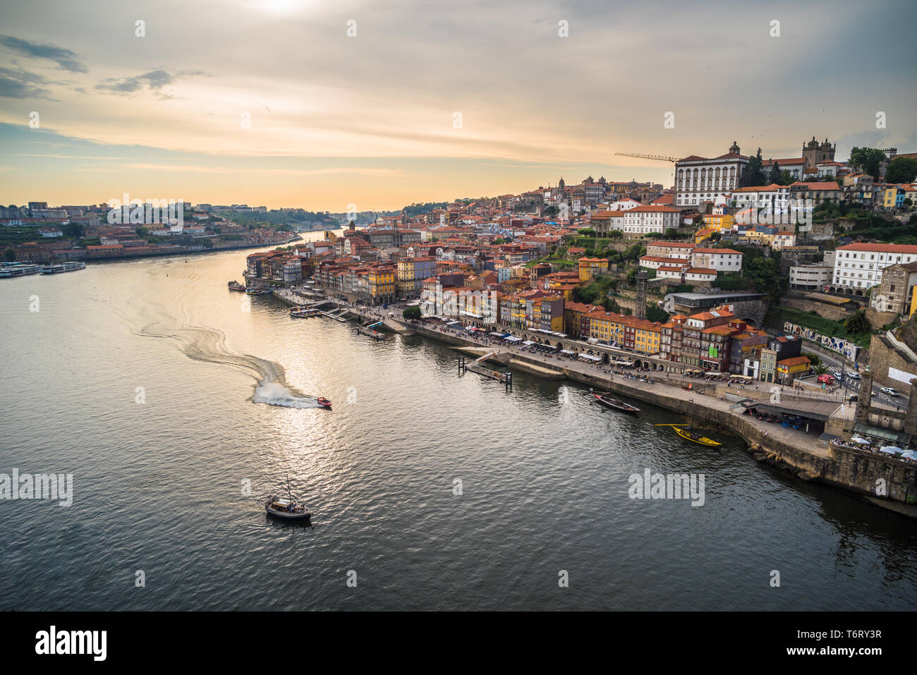Sunset panoramic view of Porto waterfront, Portugal Stock Photo - Alamy