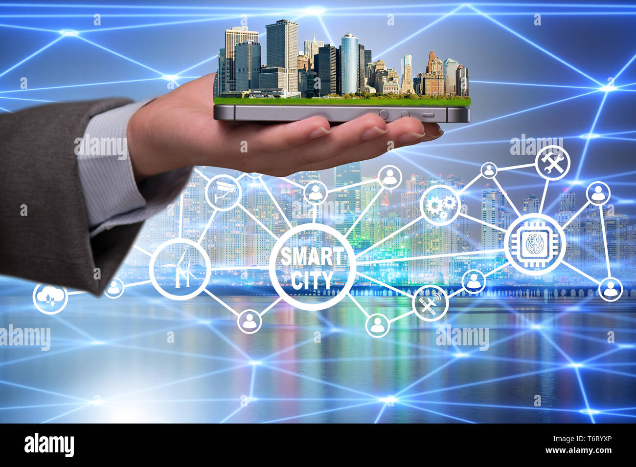Smart city in innovation concept Stock Photo - Alamy