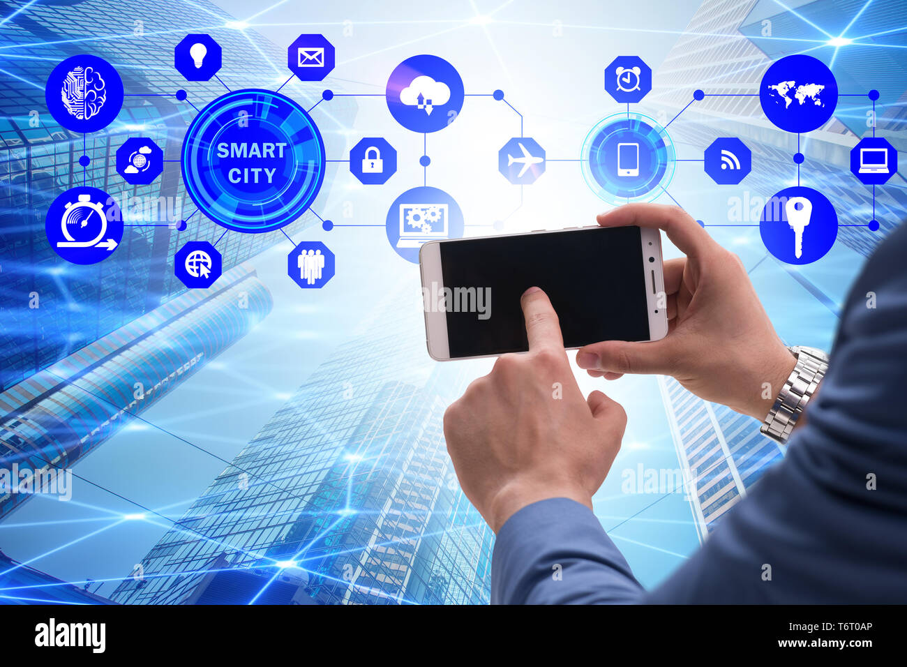 Smart city in innovation concept Stock Photo - Alamy