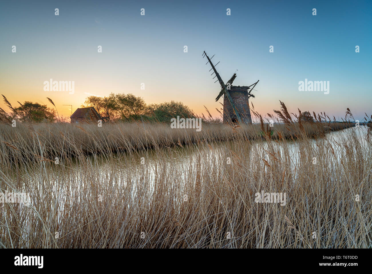 The ruins of Brograve Mill near Sea Palling on the Norfolk Broads Stock ...