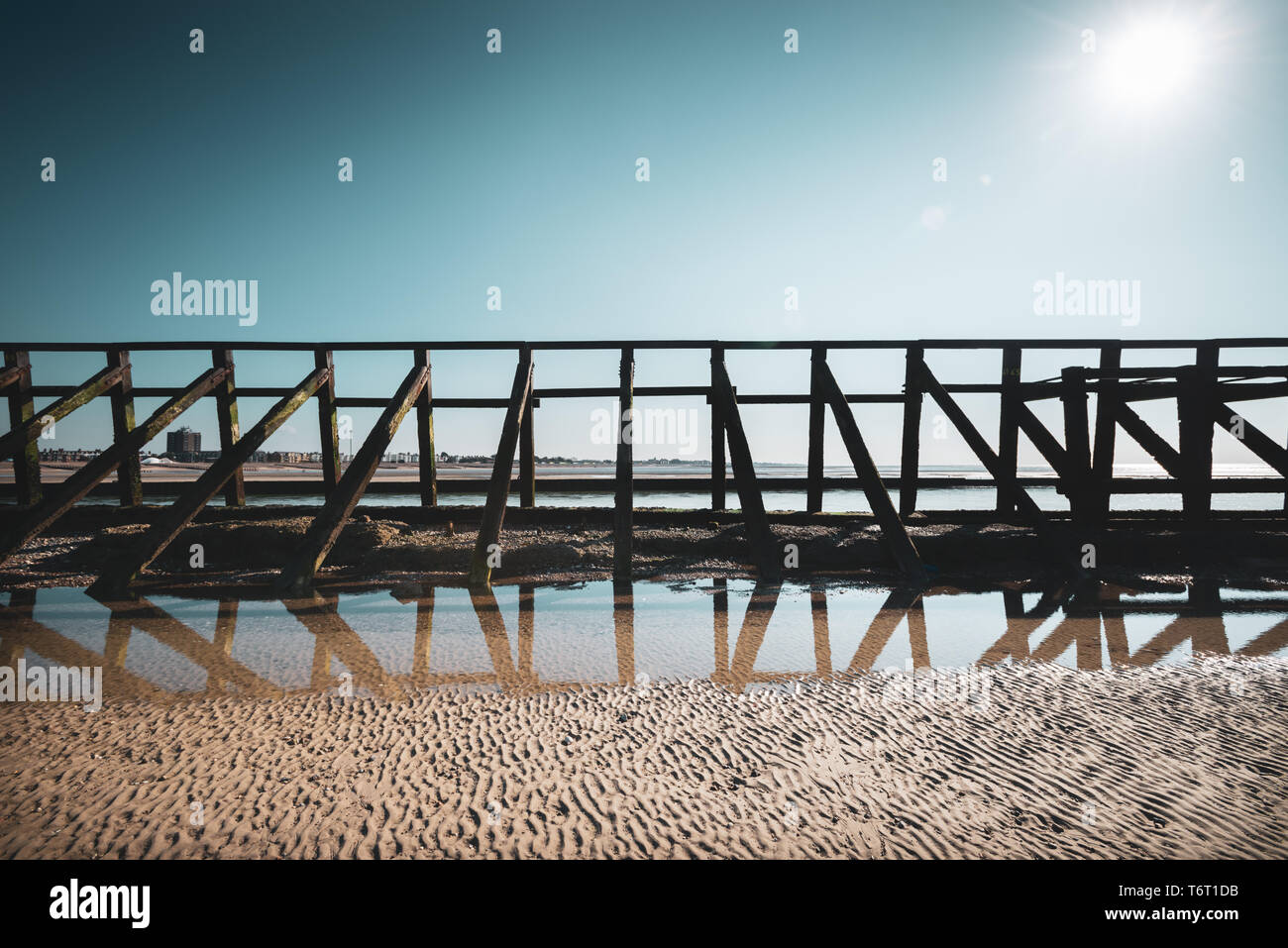 Sea defences at the entrance to Littlehampton Harbour on West Beach in ...