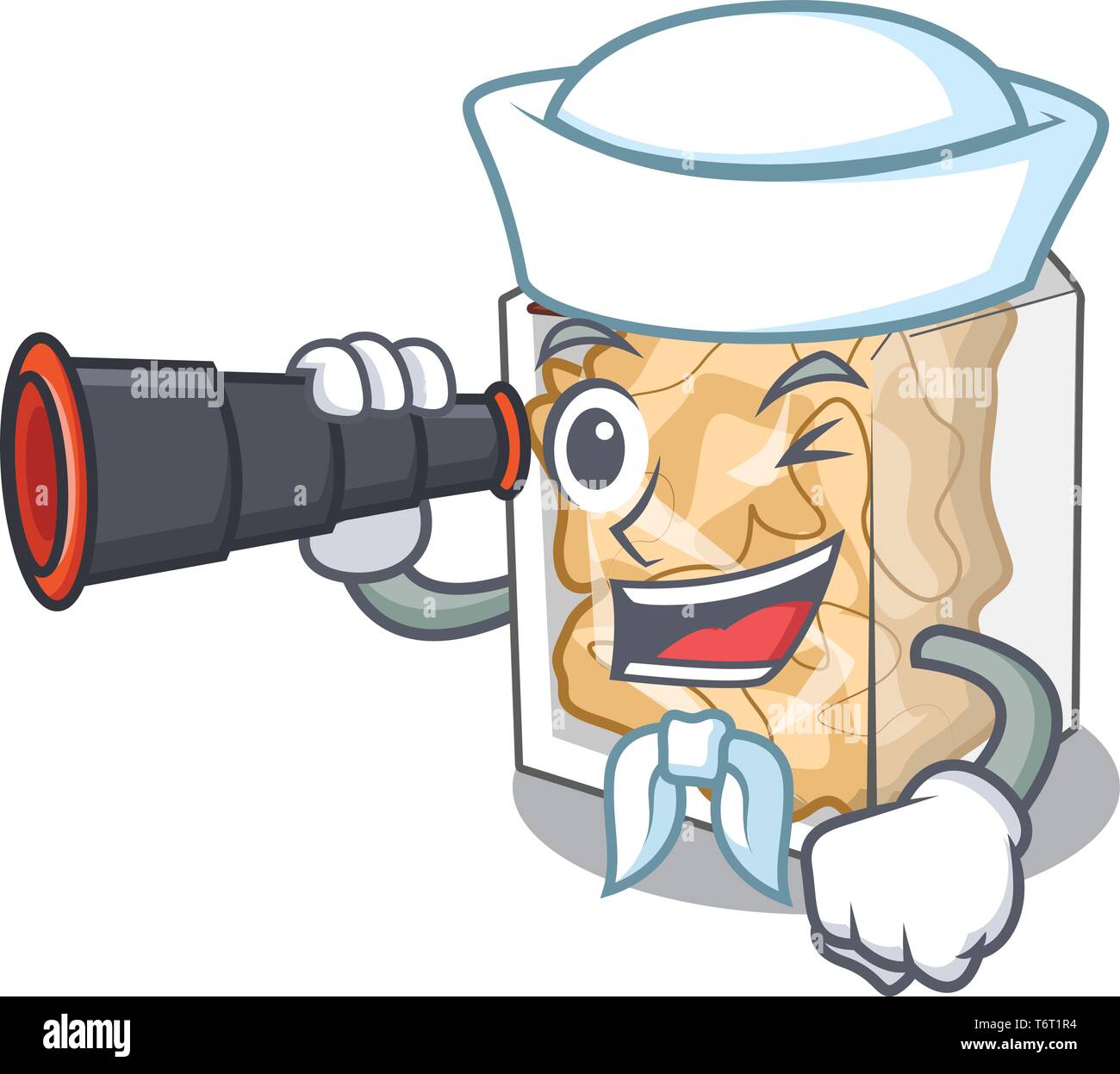 Sailor with binocular pork rinds in the mascot shape Stock Vector Image ...