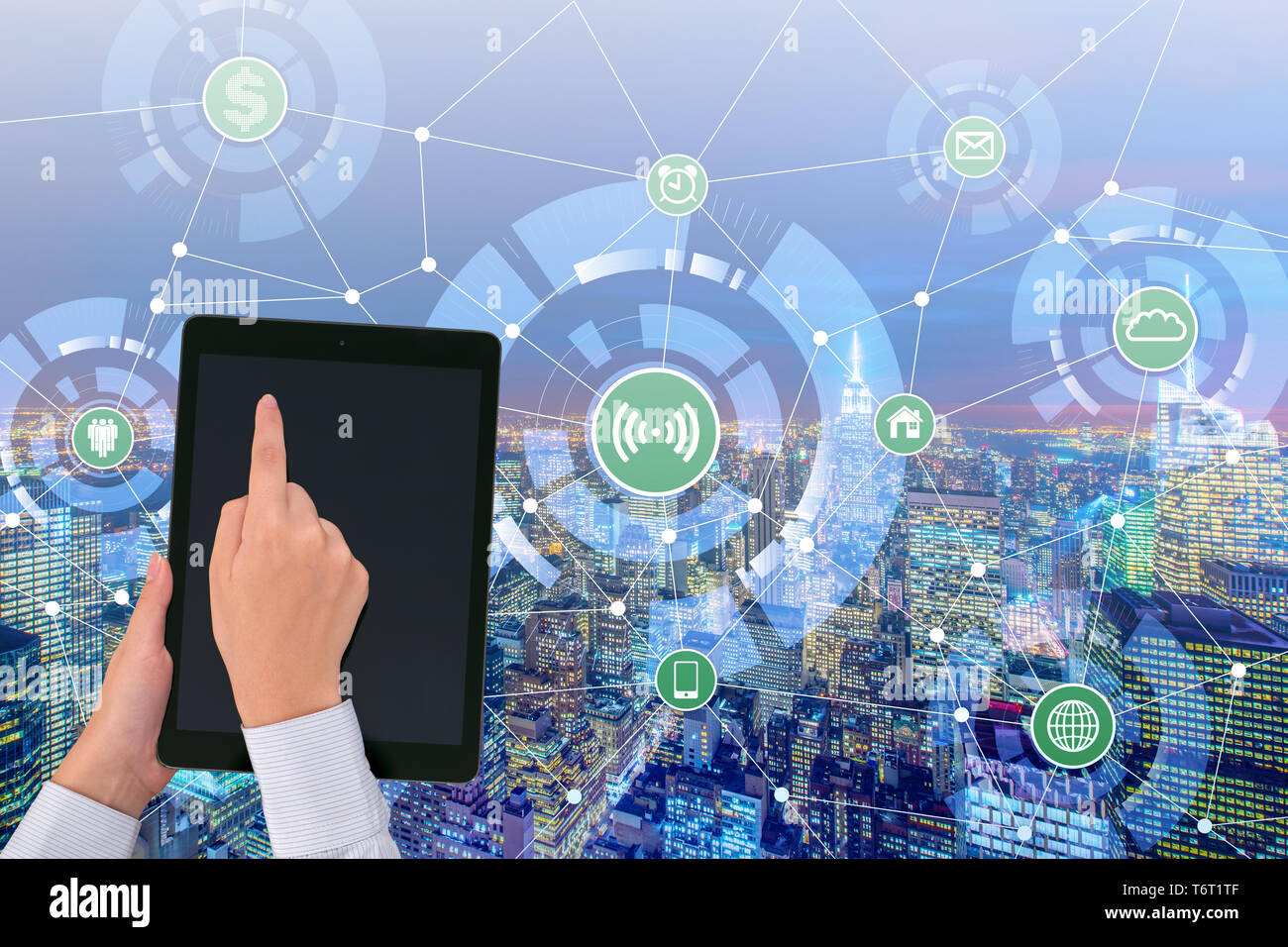 Smart city in innovation concept Stock Photo - Alamy
